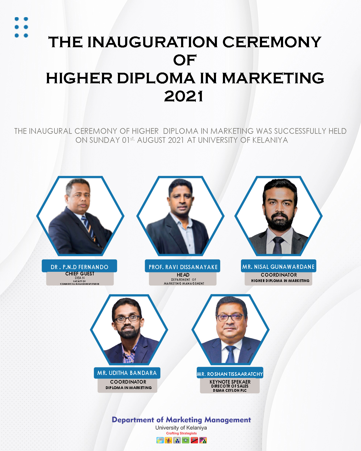 The inaugural Ceremony of the Higher Diploma in Marketing 2021
